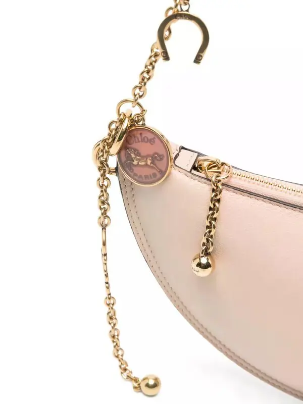 Chloé Mini Leather Shoulder Bag With Charm Detail - Neutrals