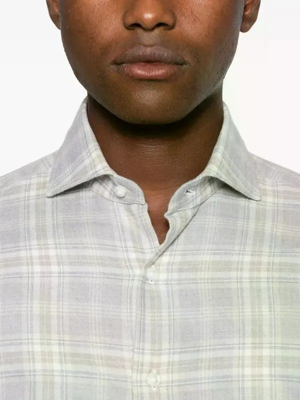 BARBA NAPOLI Plaid Buttoned Shirt - Grey