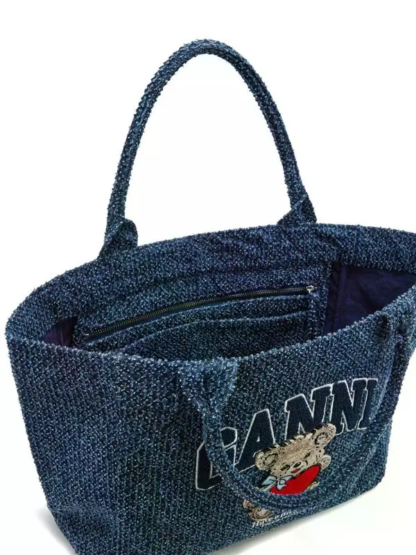 GANNI Medium Denim Graphic Tote Bag