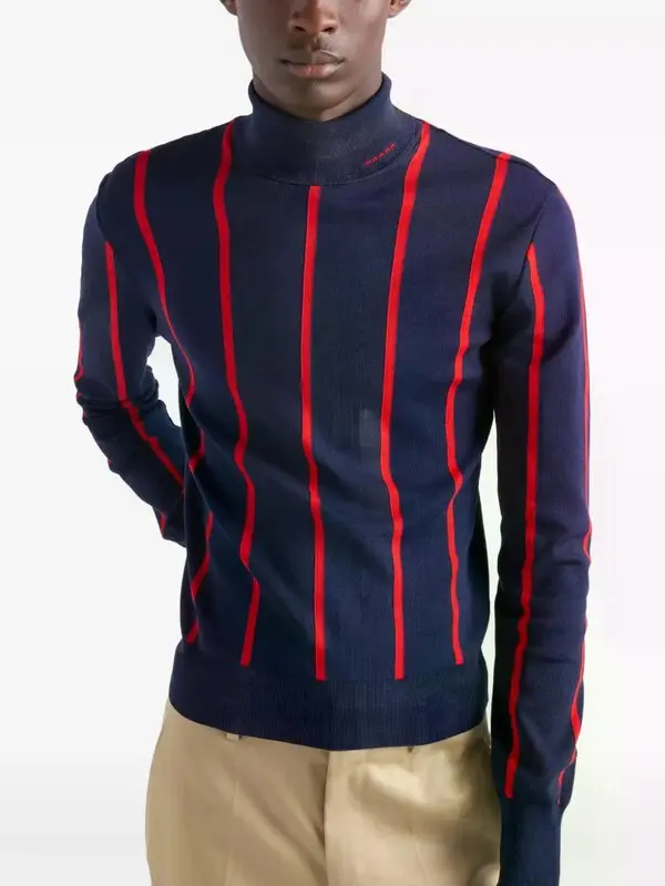 Prada Intarsia Striped Turtleneck Sweater