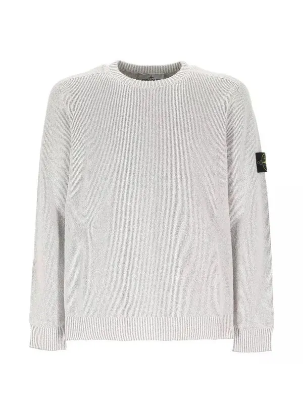 Stone Island Compass Logo Ribbed Sweater - Grey