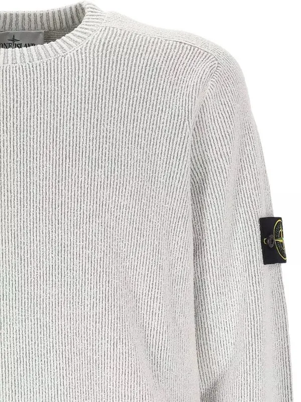 Stone Island Compass Logo Ribbed Sweater - Grey