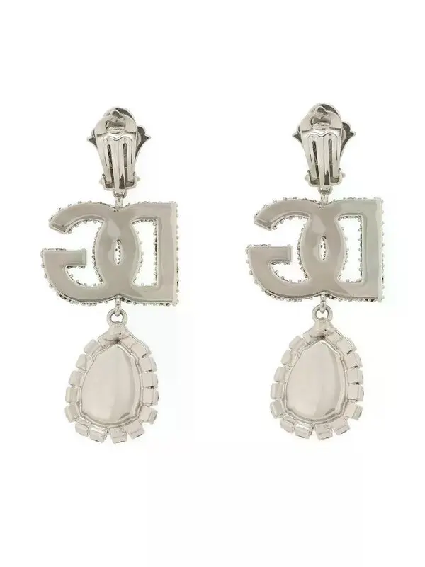 Dolce & Gabbana Dg Logo Crystal-embellished Clip-on Drop Earrings