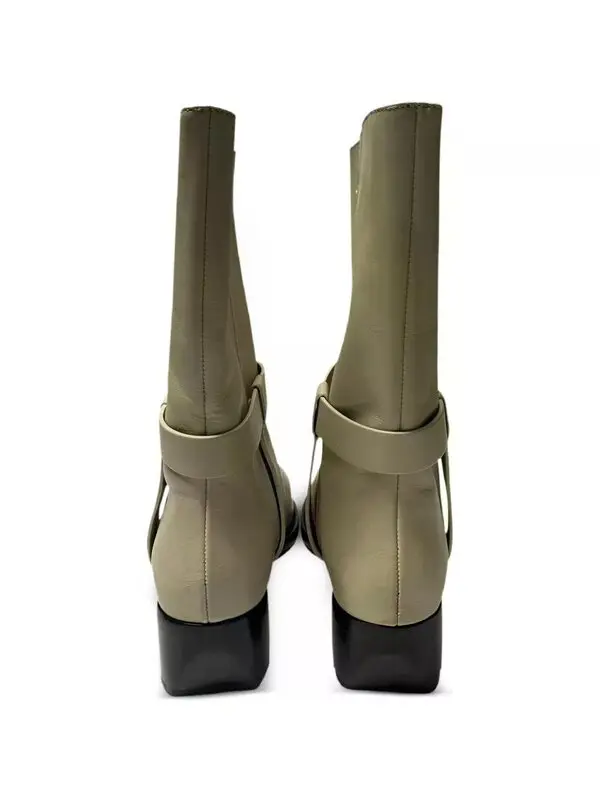 Legres Leather Biker Boots With T-bar Strap