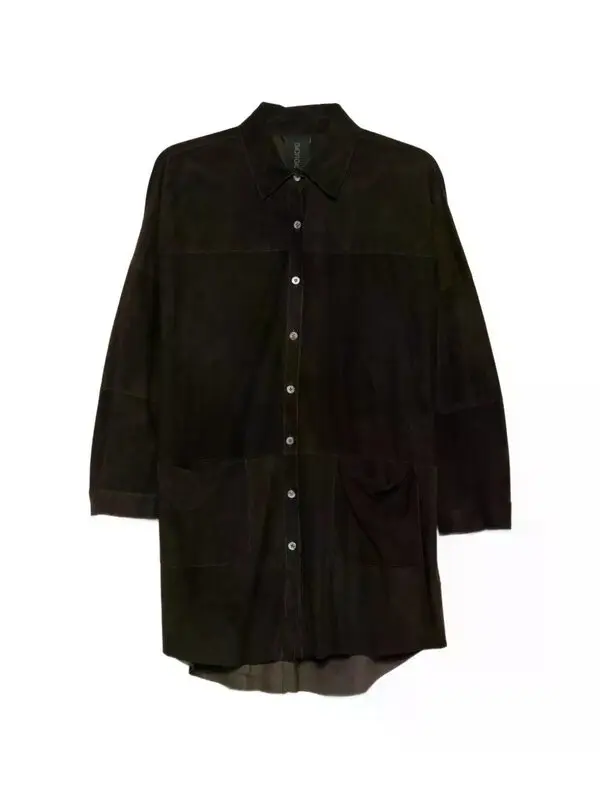 GIORGIO BRATO Paneled Long Sleeve Shirt - Brown