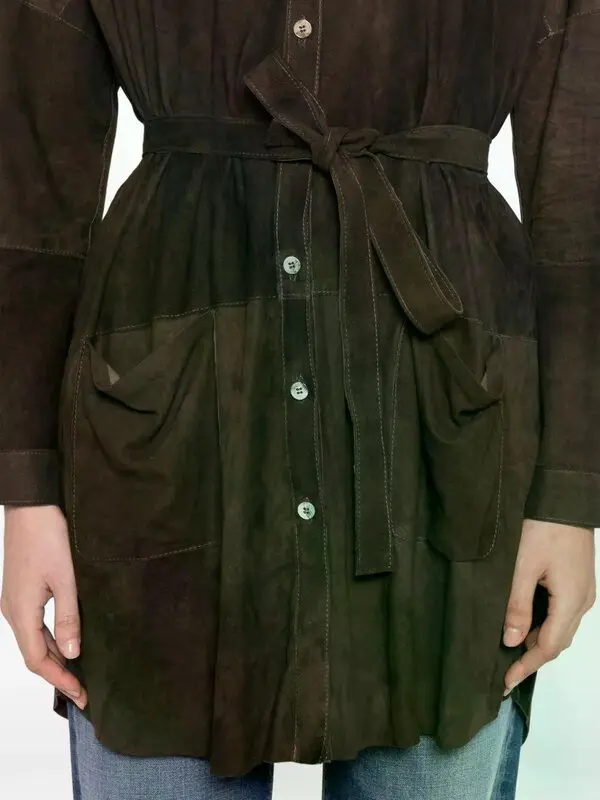 GIORGIO BRATO Paneled Long Sleeve Shirt - Brown
