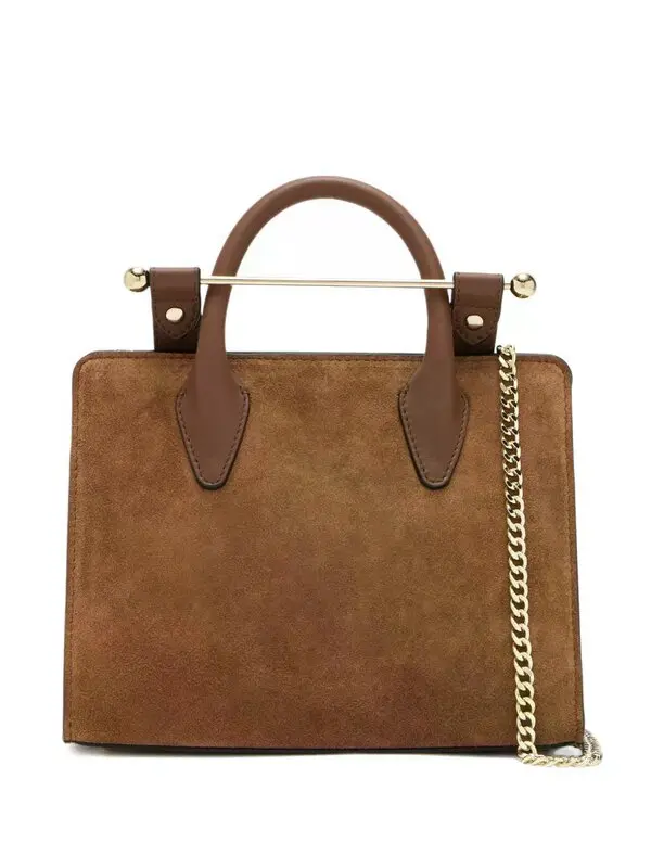 Strathberry Mini Tote With Chain Detail - Brown