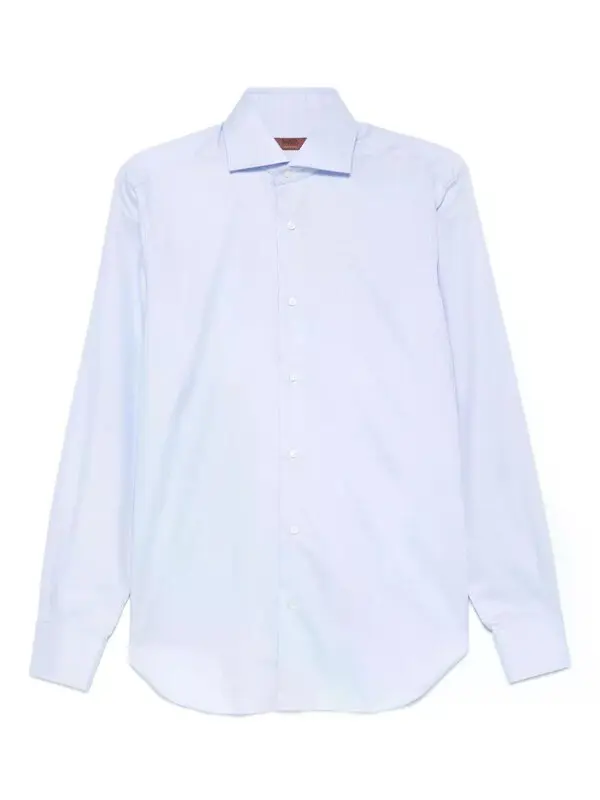 BARBA NAPOLI Long-sleeved Cotton Shirt - Blue