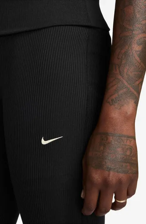 Nike Chill Rib Knit Flare Pants - Black/sail