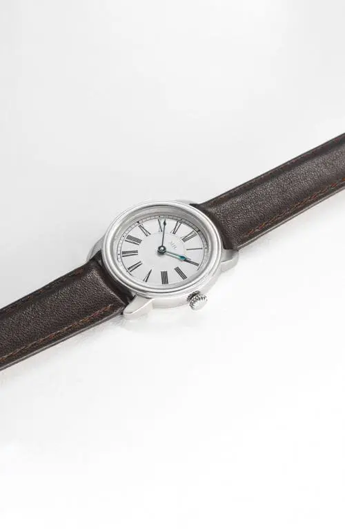 MARCH HARE WATCHES Vintage Inspired Watch - Silver Watch - Espresso Strap