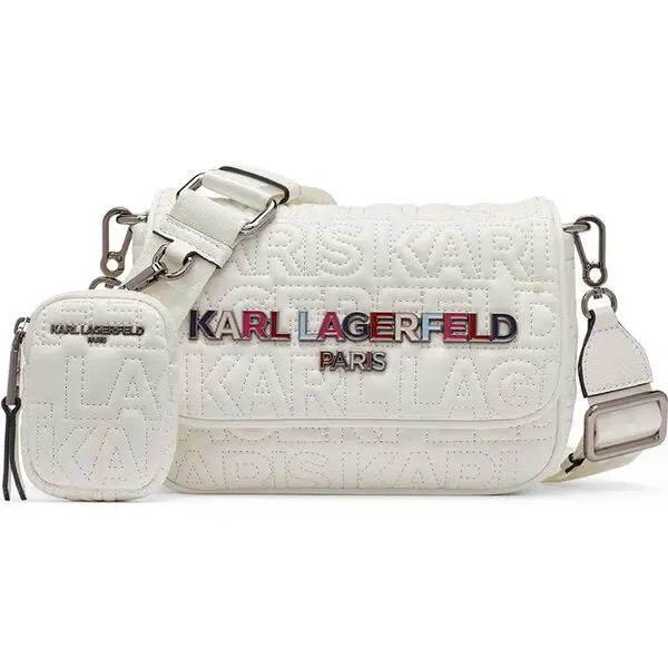 Karl Lagerfeld Paris Voyage Crossbody Messenger Bag - White Multi