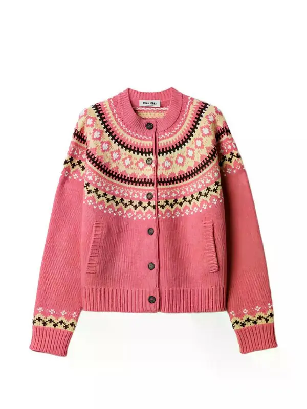 Miu Miu Jacquard Cardigan - Pink