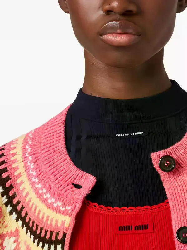 Miu Miu Jacquard Cardigan - Pink
