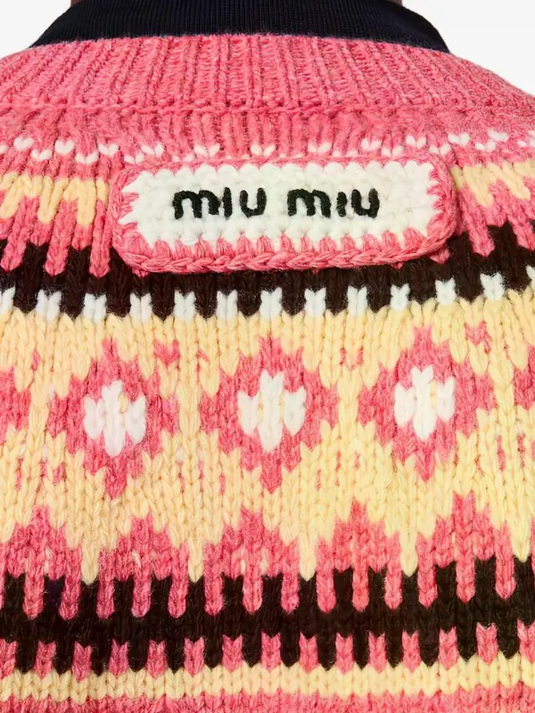 Miu Miu Jacquard Cardigan - Pink