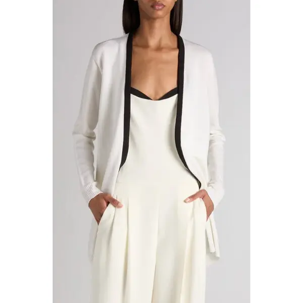 TOM FORD Open Front Cardigan With Contrast Trim - Sugar