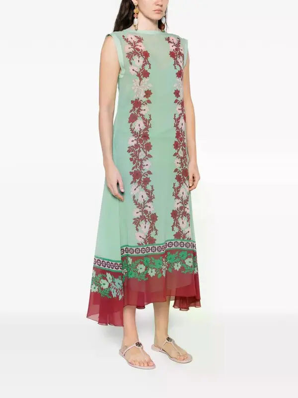 La DoubleJ Floral Silk Midi Dress