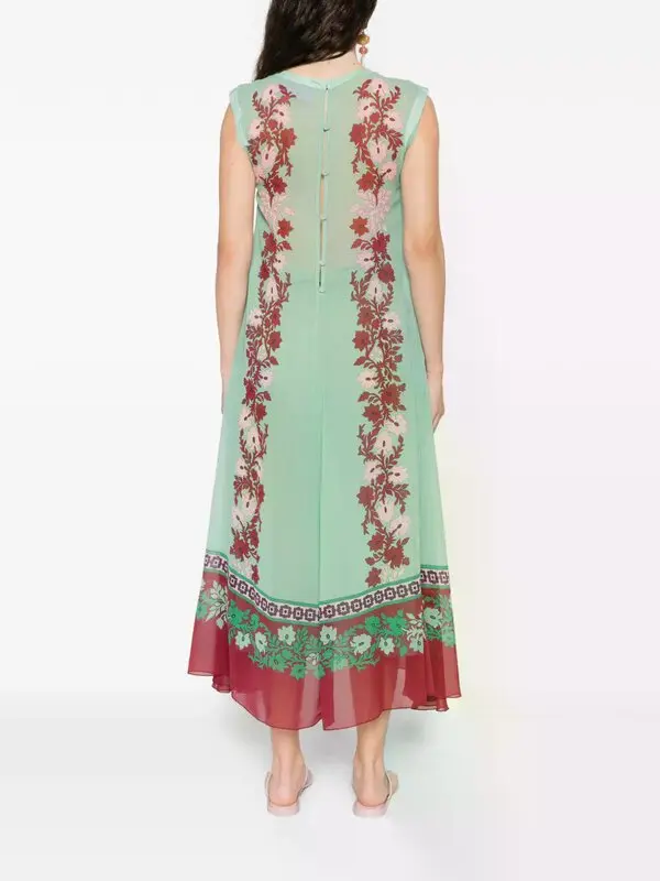La DoubleJ Floral Silk Midi Dress