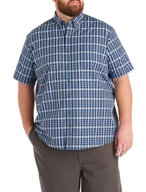 HARBOR BAY BY DXL Big & Tall Easy-care Medium Plaid Sport Shirt V3