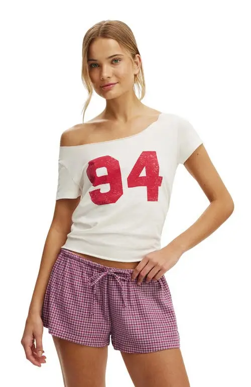 Cotton:on Off The Shoulder Tee - Coconut Milk  Spicy Red  94