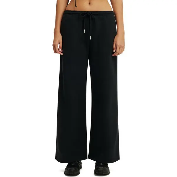 Cotton:on Active Plush Tie Waist Wide Leg Sweatpant - Black