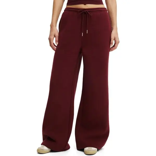 Cotton:on Active Plush Tie Waist Wide Leg Sweatpant - Gingerberry