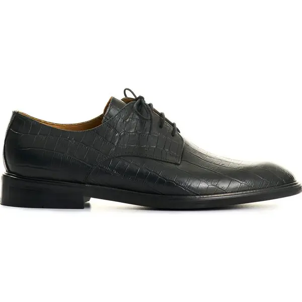 VELEZ Croco Embossed Leather Derby Shoes