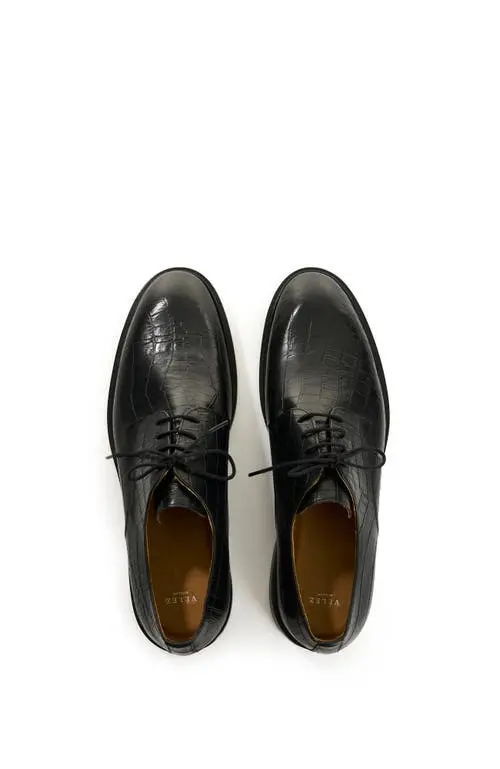 VELEZ Croco Embossed Leather Derby Shoes