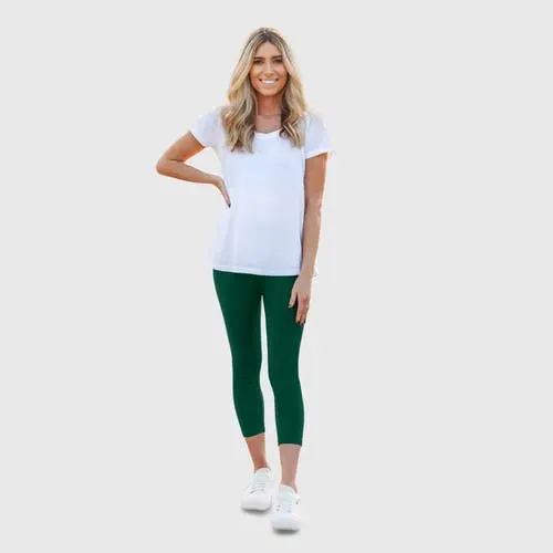 CITY THREADS 100% Cotton Comfortable Everyday Wear Capri Leggings - Forest Green