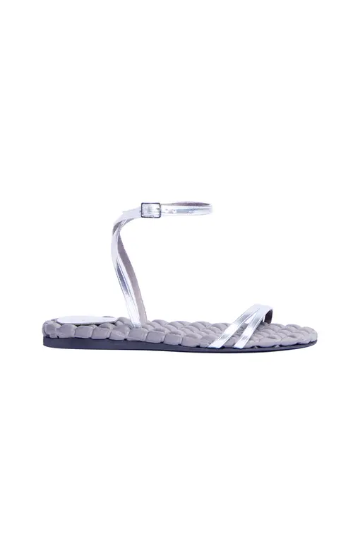 Aera Faye Vegan Flat Sandal - Silver