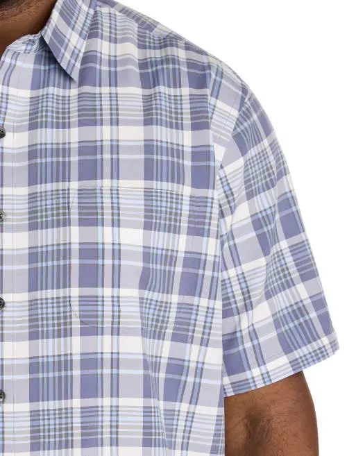 SYNRGY BY DXL Big & Tall Plaid Microfiber Sport Shirt - Blue