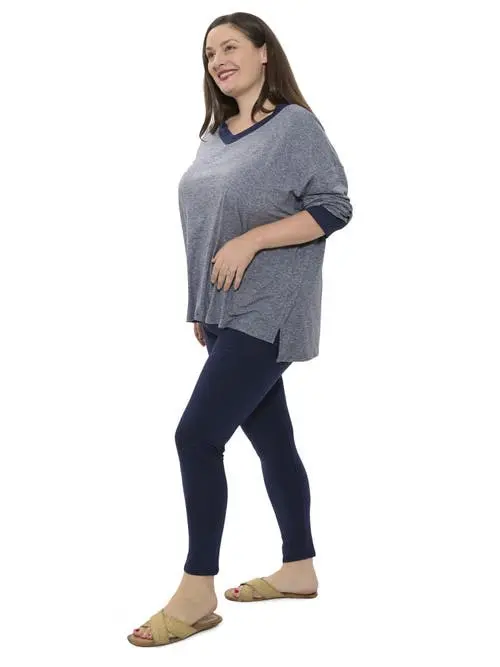 24SEVEN COMFORT APPAREL Two-piece Top And Legging Set - Navy