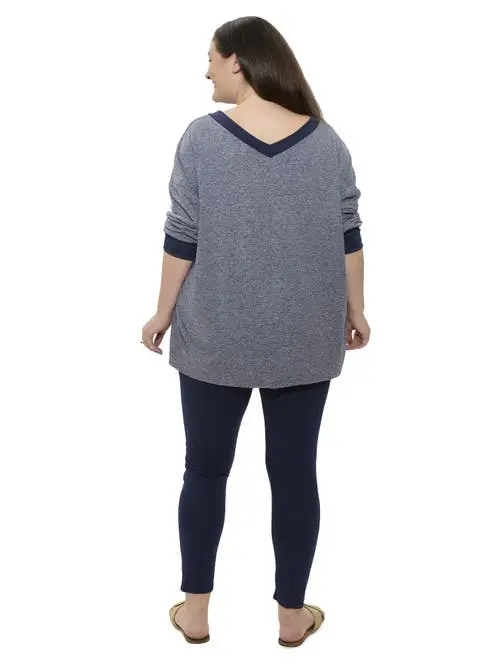 24SEVEN COMFORT APPAREL Two-piece Top And Legging Set - Navy