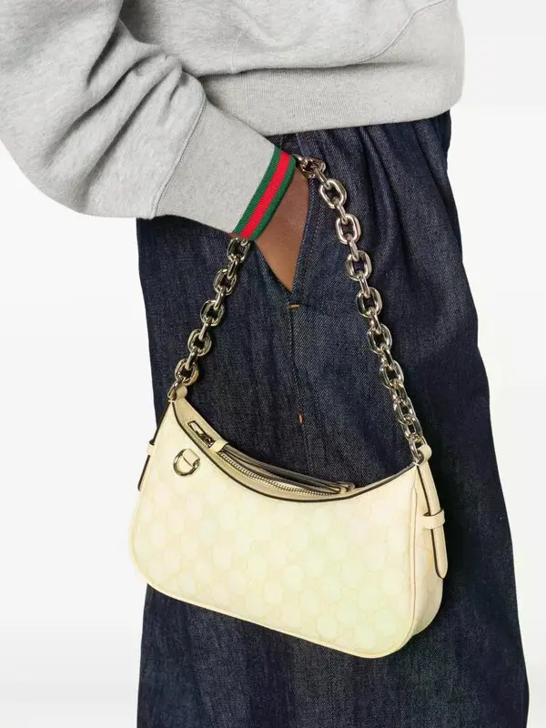 Gucci Gg-pattern Shoulder Bag With Chain Strap - Yellow