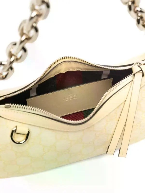 Gucci Gg-pattern Shoulder Bag With Chain Strap - Yellow