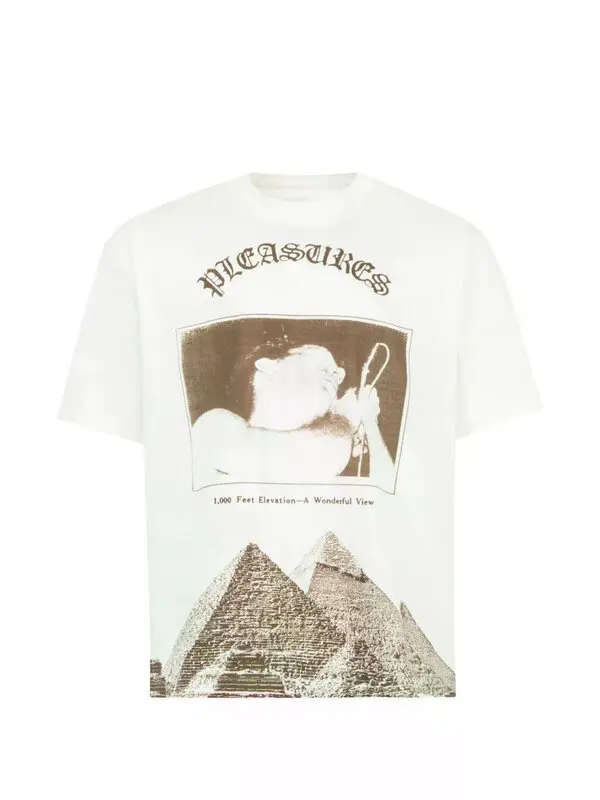 PLEASURES Elevation Pyramid-print T-shirt - White