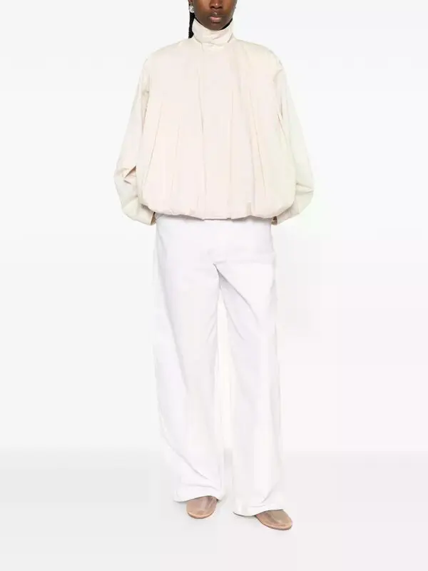 LEMAIRE Soft Pleated Blouson In Cotton Satin - Neutrals