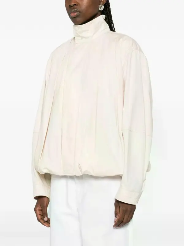 LEMAIRE Soft Pleated Blouson In Cotton Satin - Neutrals