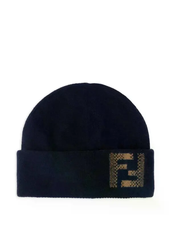 Fendi Logo-intarsia Beanie - Blue