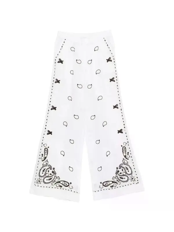 P.a.r.o.s.h Embroidered Wide-leg Trousers - White