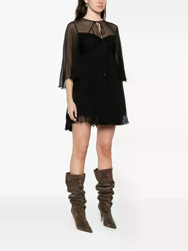 Chloé Tie-detail Ruffled Mini Dress - Black