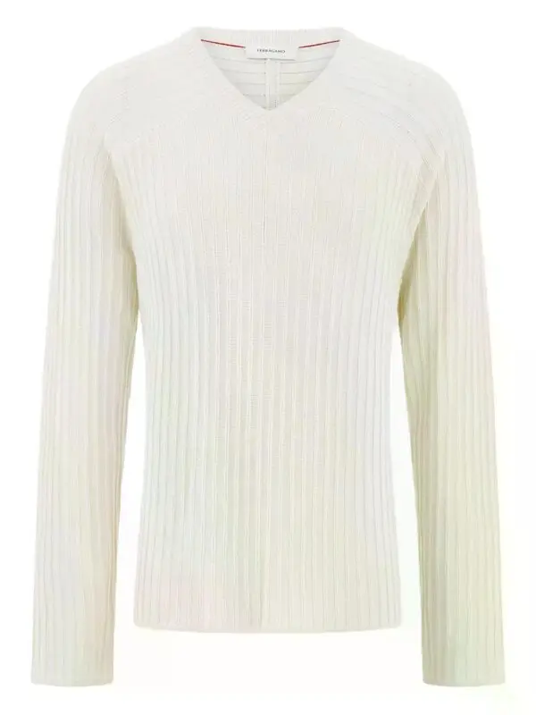 FERRAGAMO V-neck Ribbed Knit Sweater