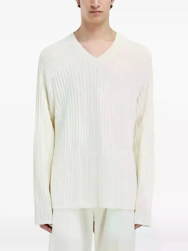 FERRAGAMO V-neck Ribbed Knit Sweater