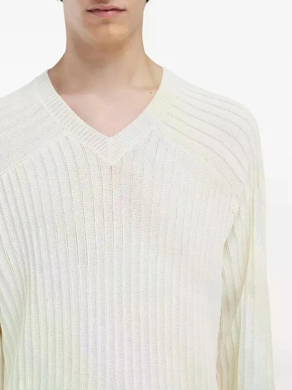 FERRAGAMO V-neck Ribbed Knit Sweater