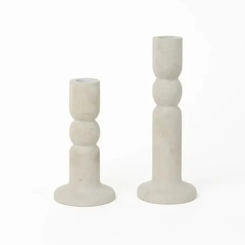 HOUSE OF REVELRY Stone Taper Candle Holders Set Of Two - Natural