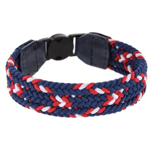 Trafalgar Rayden Braided Golf Bracelet - Blue/ Red/ And White Diamond