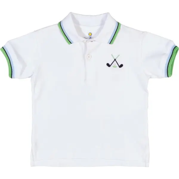 FLORENCE EISEMAN Knit Polo With Golf Clubs - White