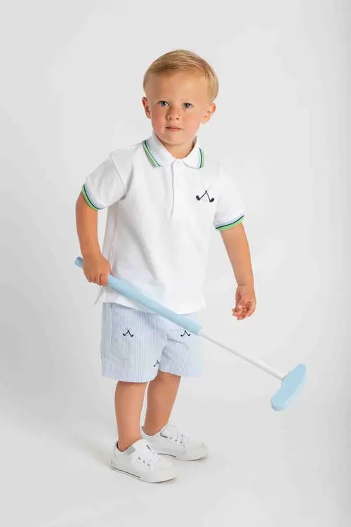 FLORENCE EISEMAN Knit Polo With Golf Clubs