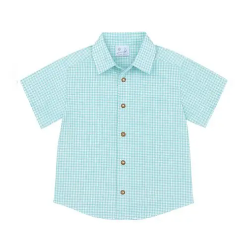 FLORENCE EISEMAN Gingham Linen Look Camp Shirt