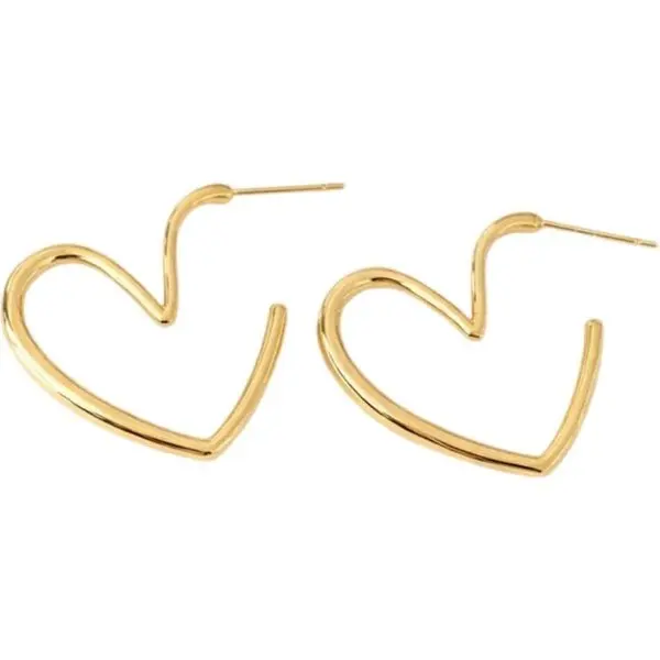 ERIN MCDERMOTT JEWELRY Heart Hoop Earrings - Gold