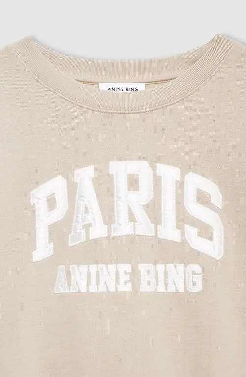 ANINE BING Harry Shrunken Paris Sweatshirt - Beige